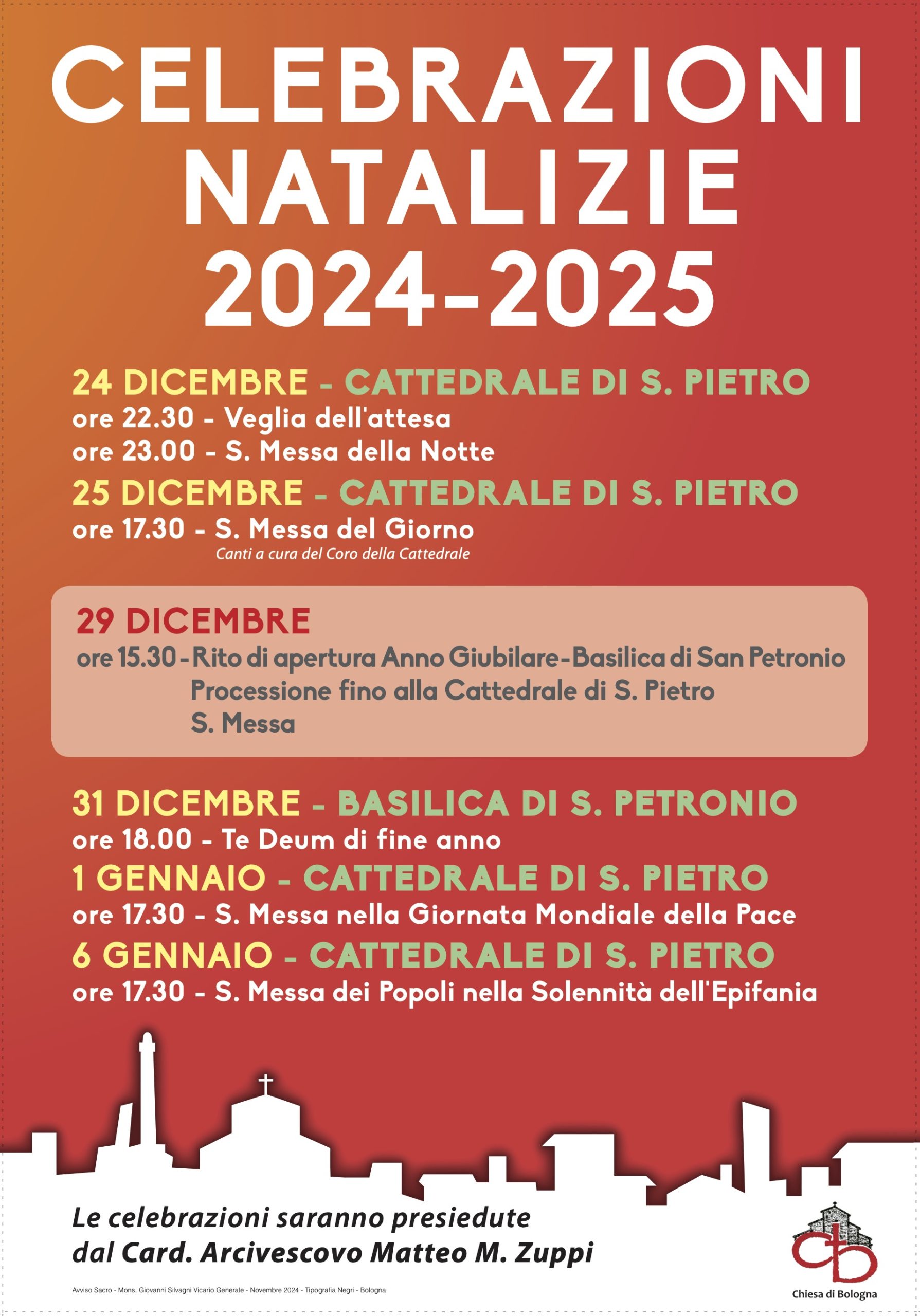 Celebrazioni Natalizie 2025 - Chiesa di Bologna
